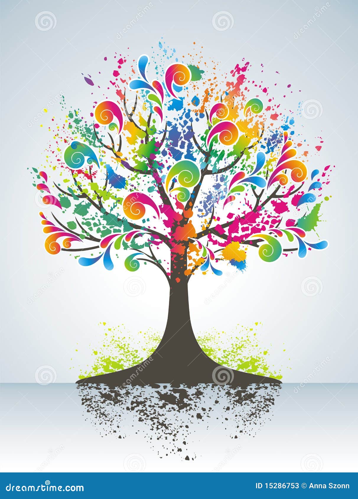 Abstract colorful tree. stock vector. Illustration of season - 15286753