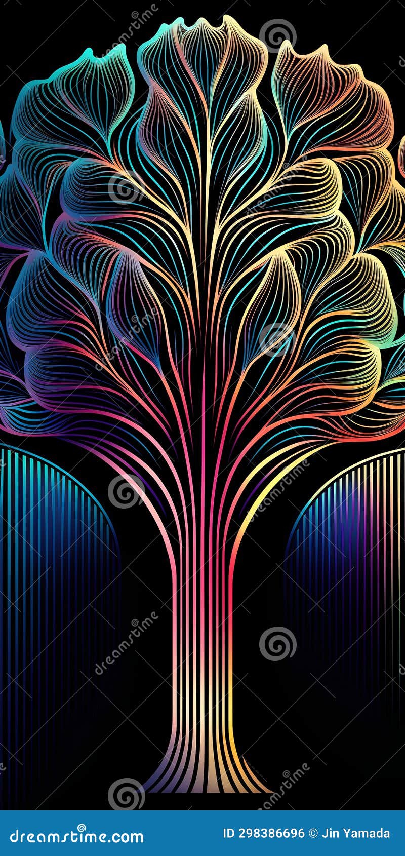 Abstract Colorful Tree on Black Background. Vector Illustration for ...