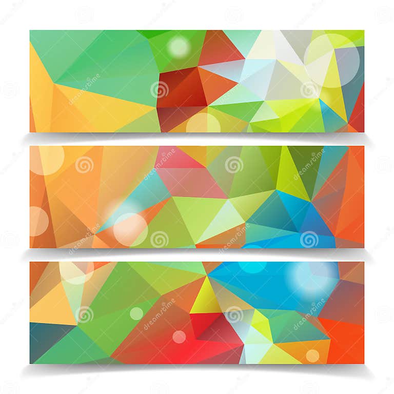 Abstract Colorful Triangle Header Set Stock Vector - Illustration of ...
