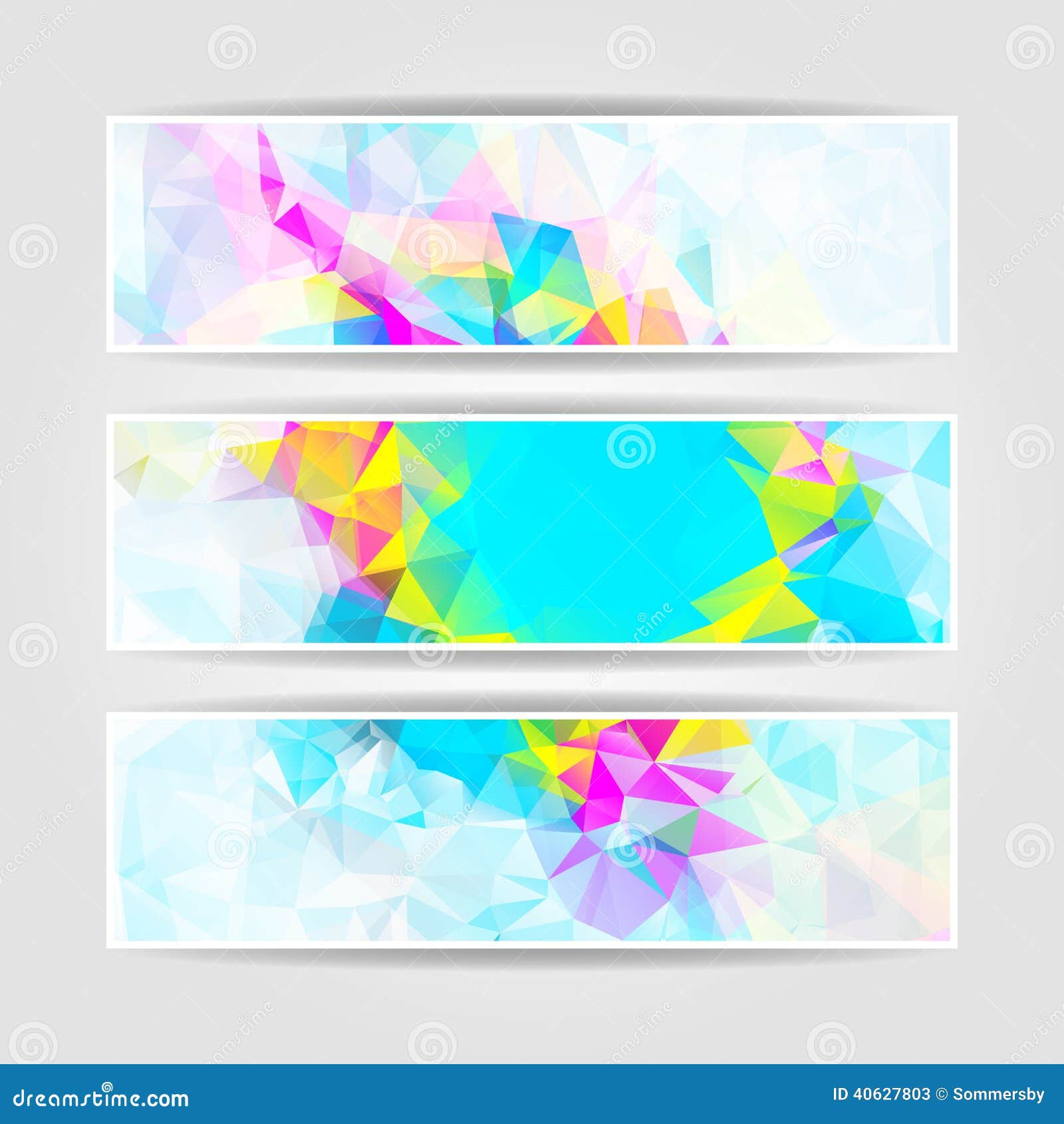 Abstract Colorful Triangular Header Set Stock Vector - Illustration of ...