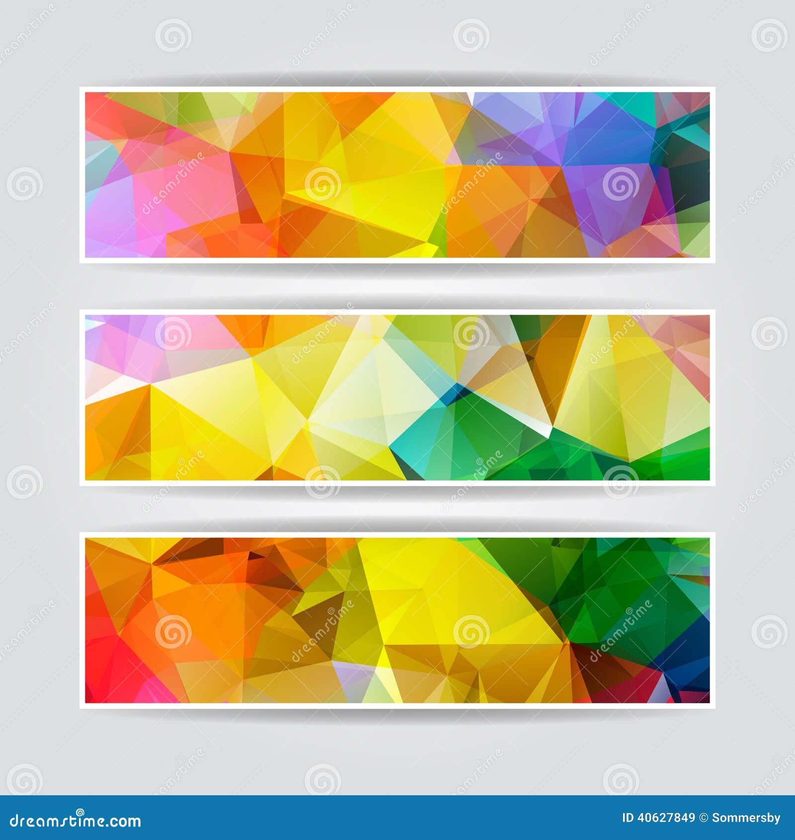 Abstract Colorful Triangular Header Set Stock Vector - Illustration of ...