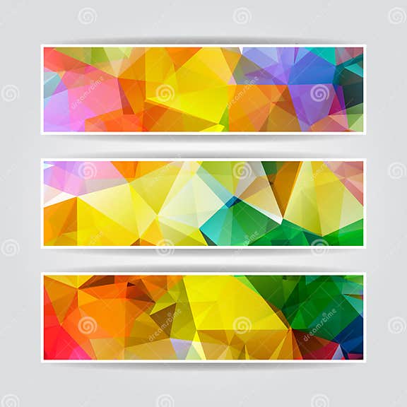 Abstract Colorful Triangular Header Set Stock Vector - Illustration of ...