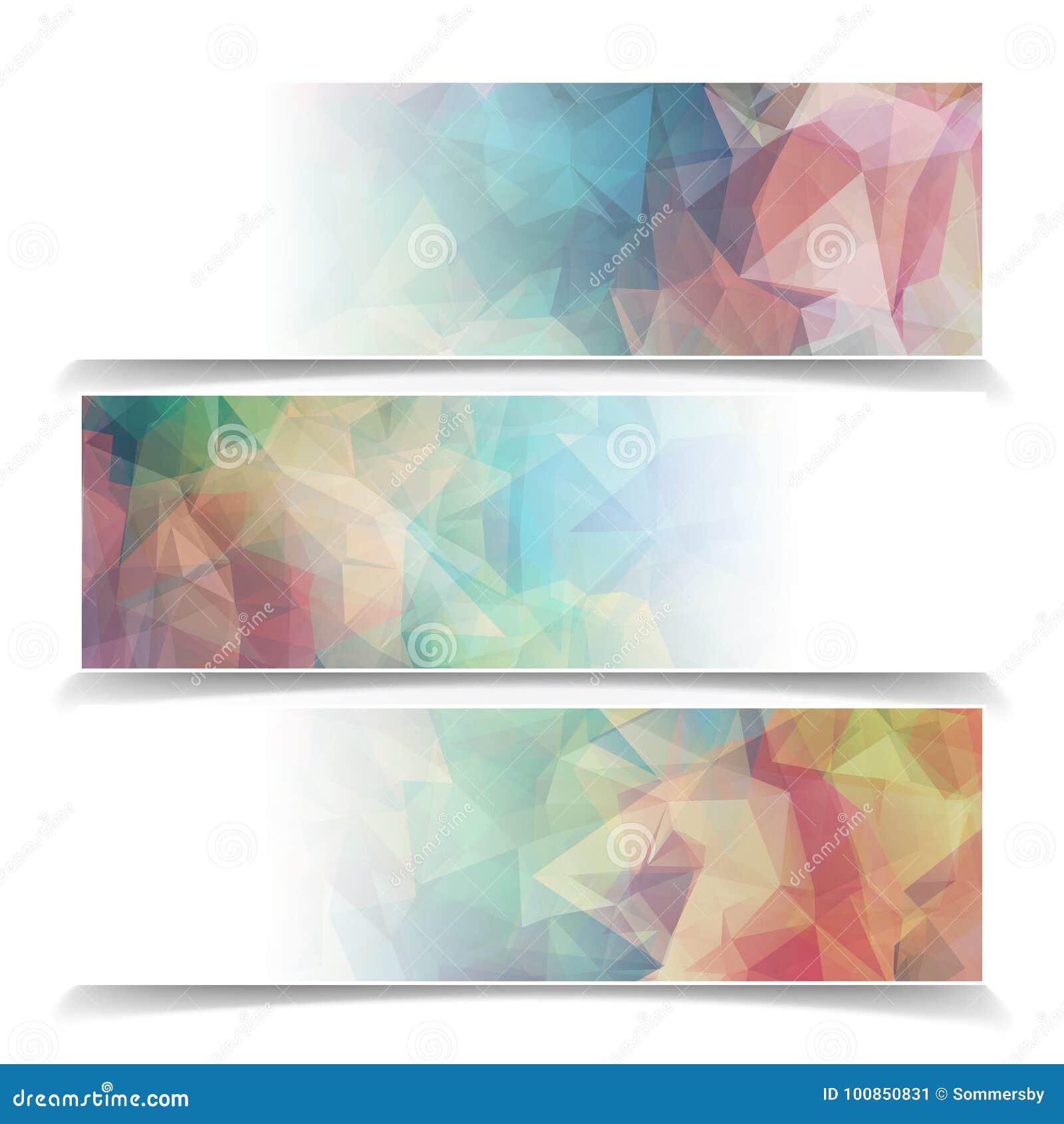 Abstract Colorful Triangular Polygonal Banners Set Stock Vector ...