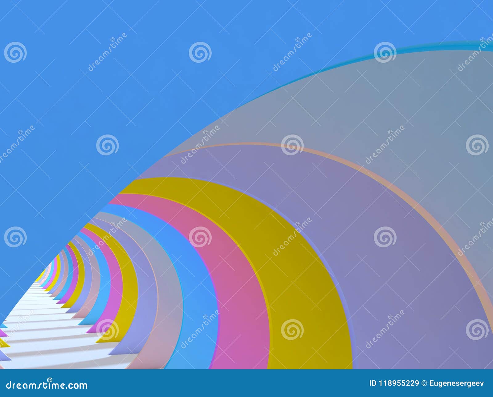 Abstract Colorful Tunnel with Perspective. 3d Stock Illustration ...