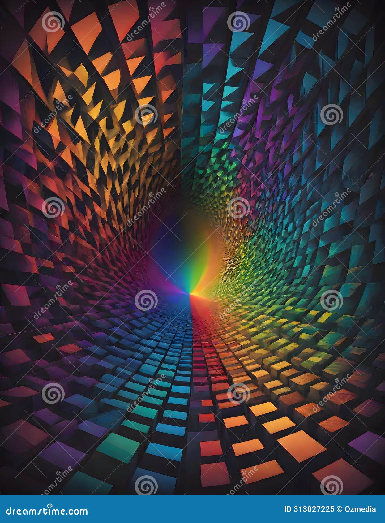 Abstract Colorful Tunnel Vision with Pixelated Effect, Artistic Digital ...