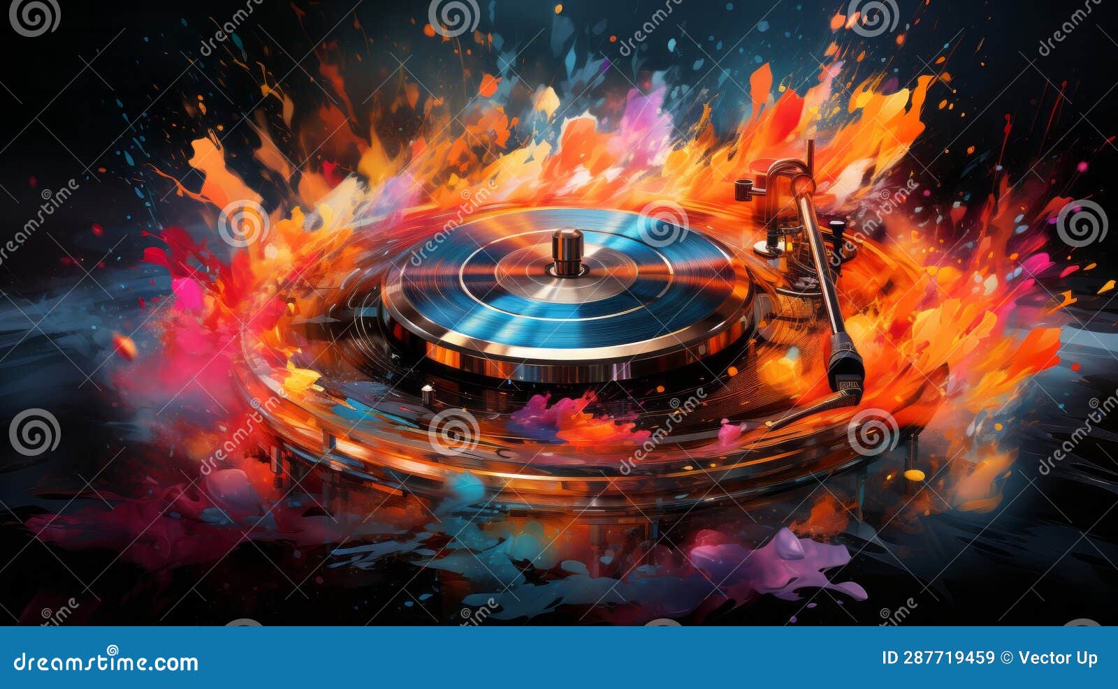 Abstract Colorful Vinyl Disc Picture. Generative AI. Stock Illustration ...