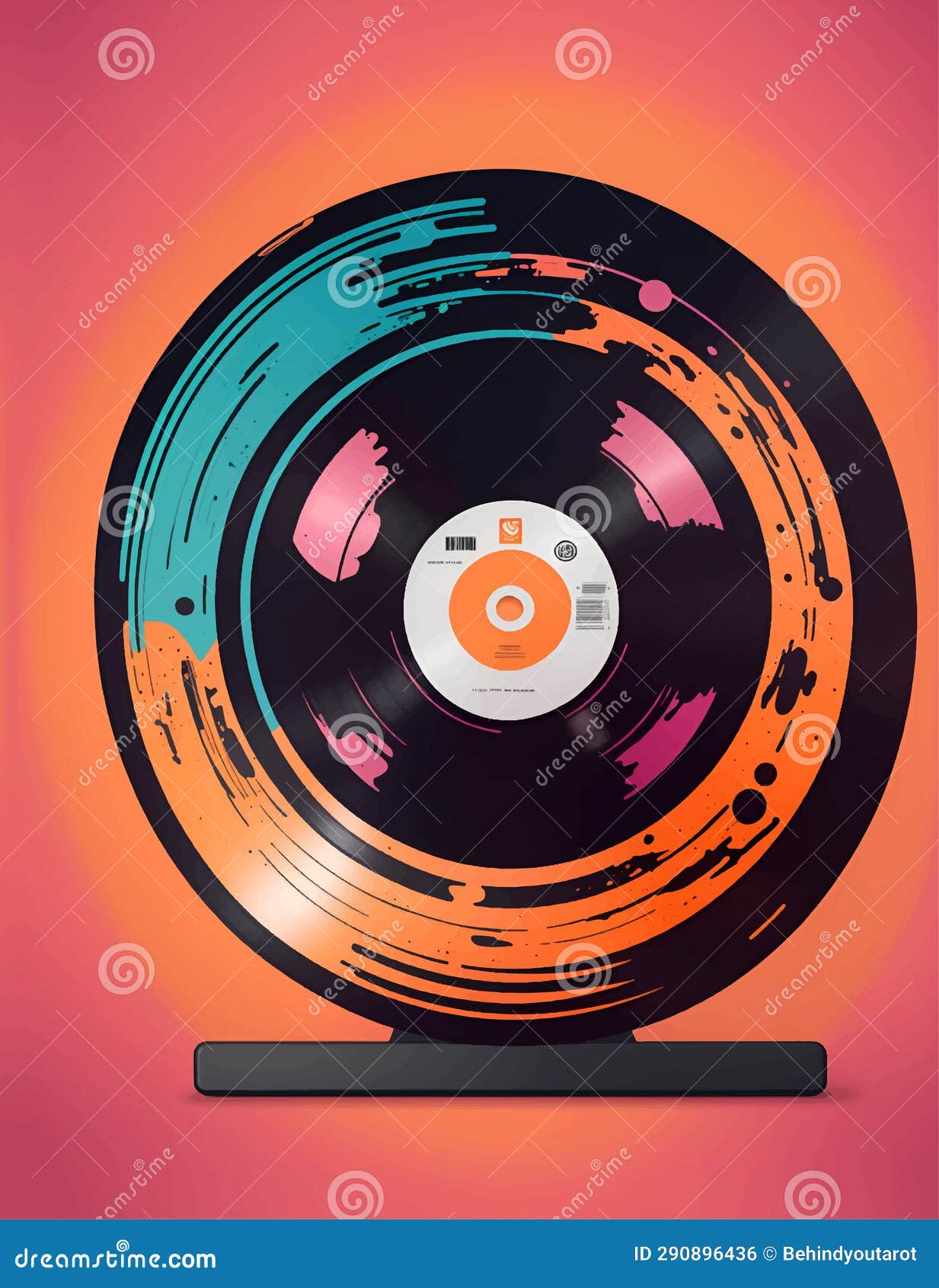 Abstract Colorful Vinyl Disc Picture Stock Illustration - Illustration ...