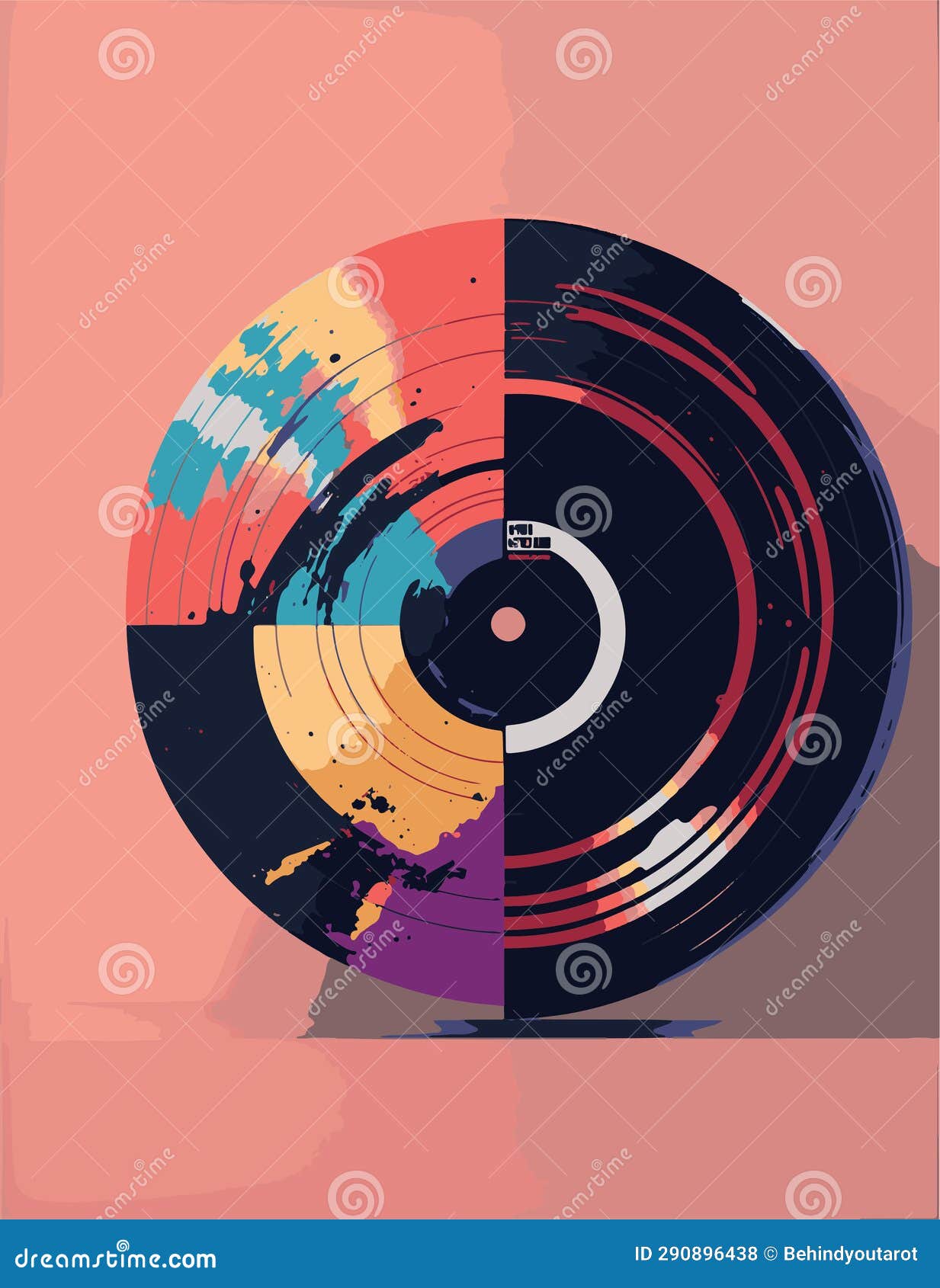 Abstract Colorful Vinyl Disc Picture Stock Illustration - Illustration ...