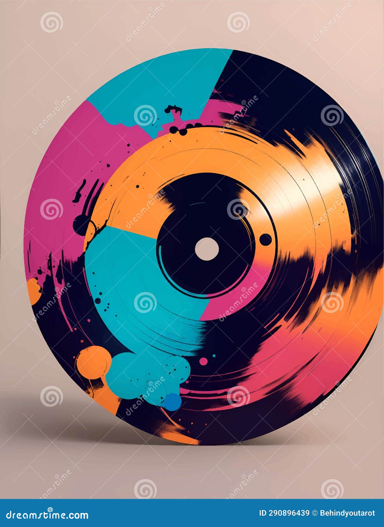 Abstract Colorful Vinyl Disc Picture Stock Illustration - Illustration ...