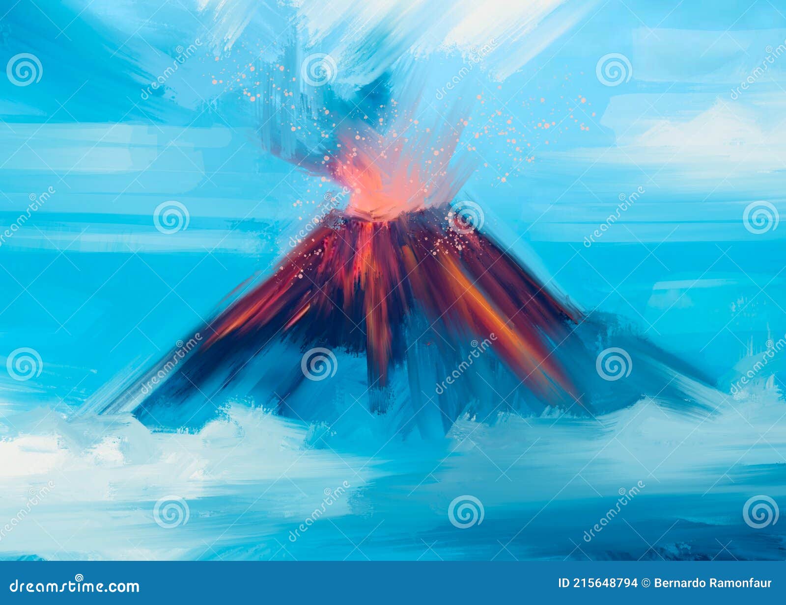 Abstract Colorful Volcano Digital Painting Stock Photo - Image of ...