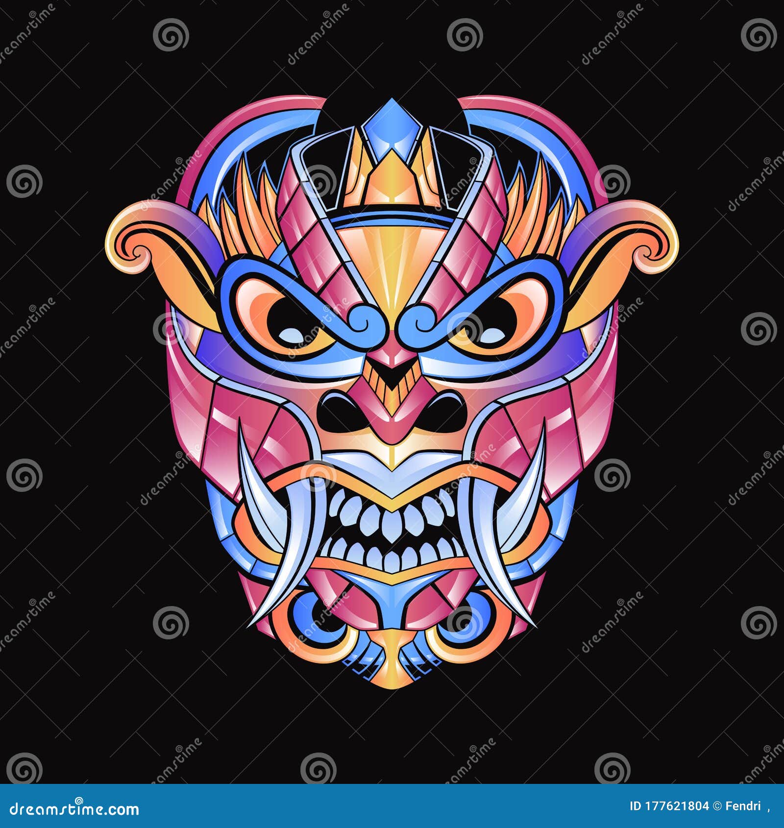 ABSTRACT COLORFUL WARRIOR MASK DESIGN Stock Vector - Illustration of ...