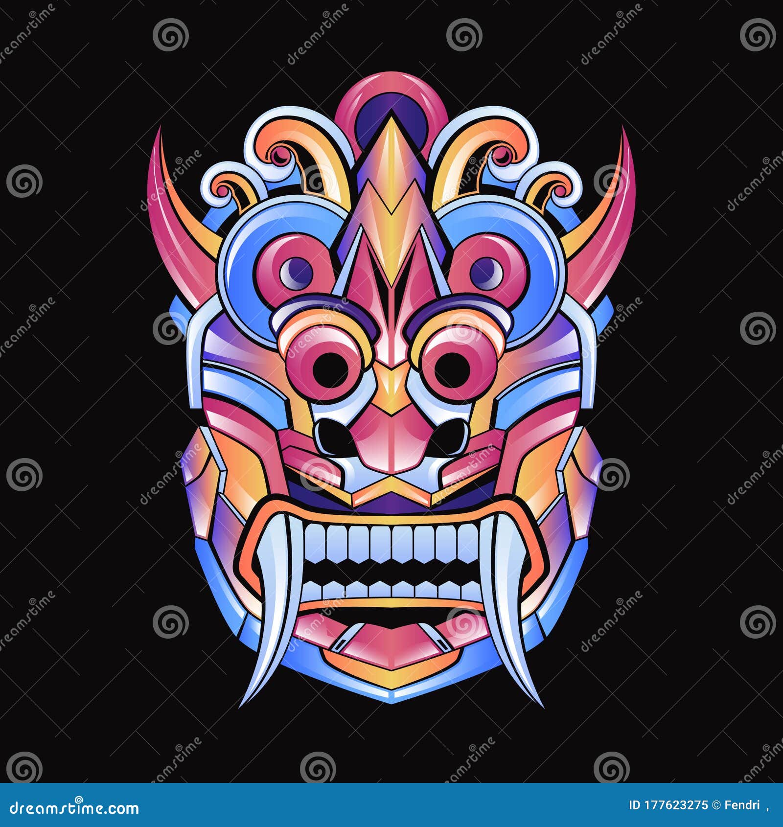 ABSTRACT COLORFUL WARRIOR MASK DESIGN Stock Illustration - Illustration ...