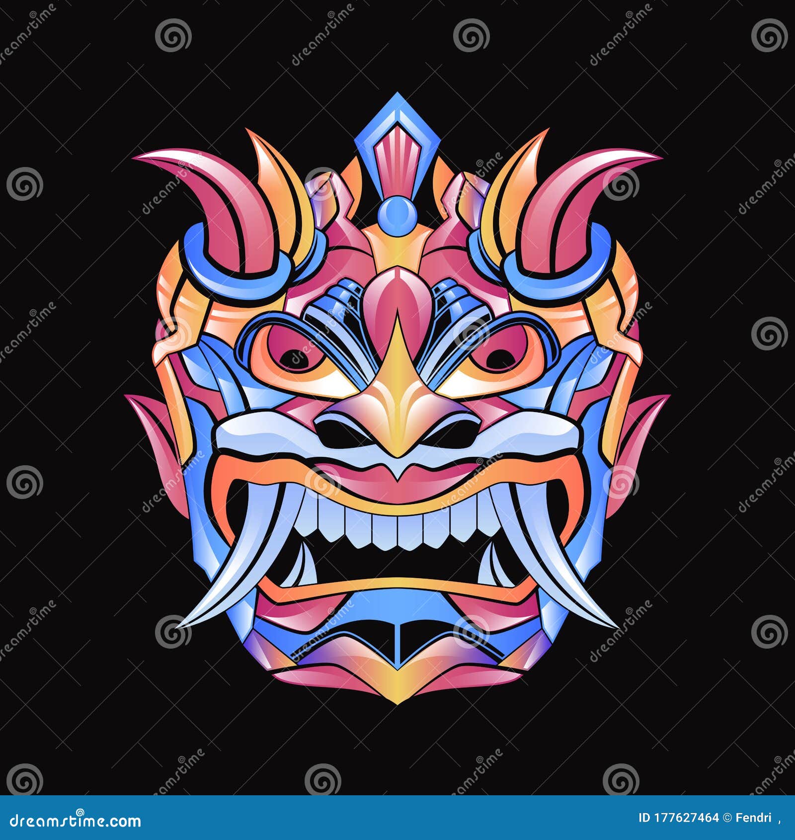 ABSTRACT COLORFUL WARRIOR MASK DESIGN Stock Vector - Illustration of ...