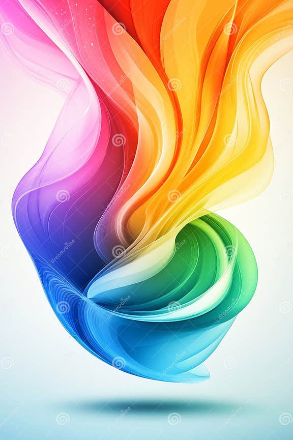 Abstract Colorful Wave Design on White Background, Ideal for Digital ...