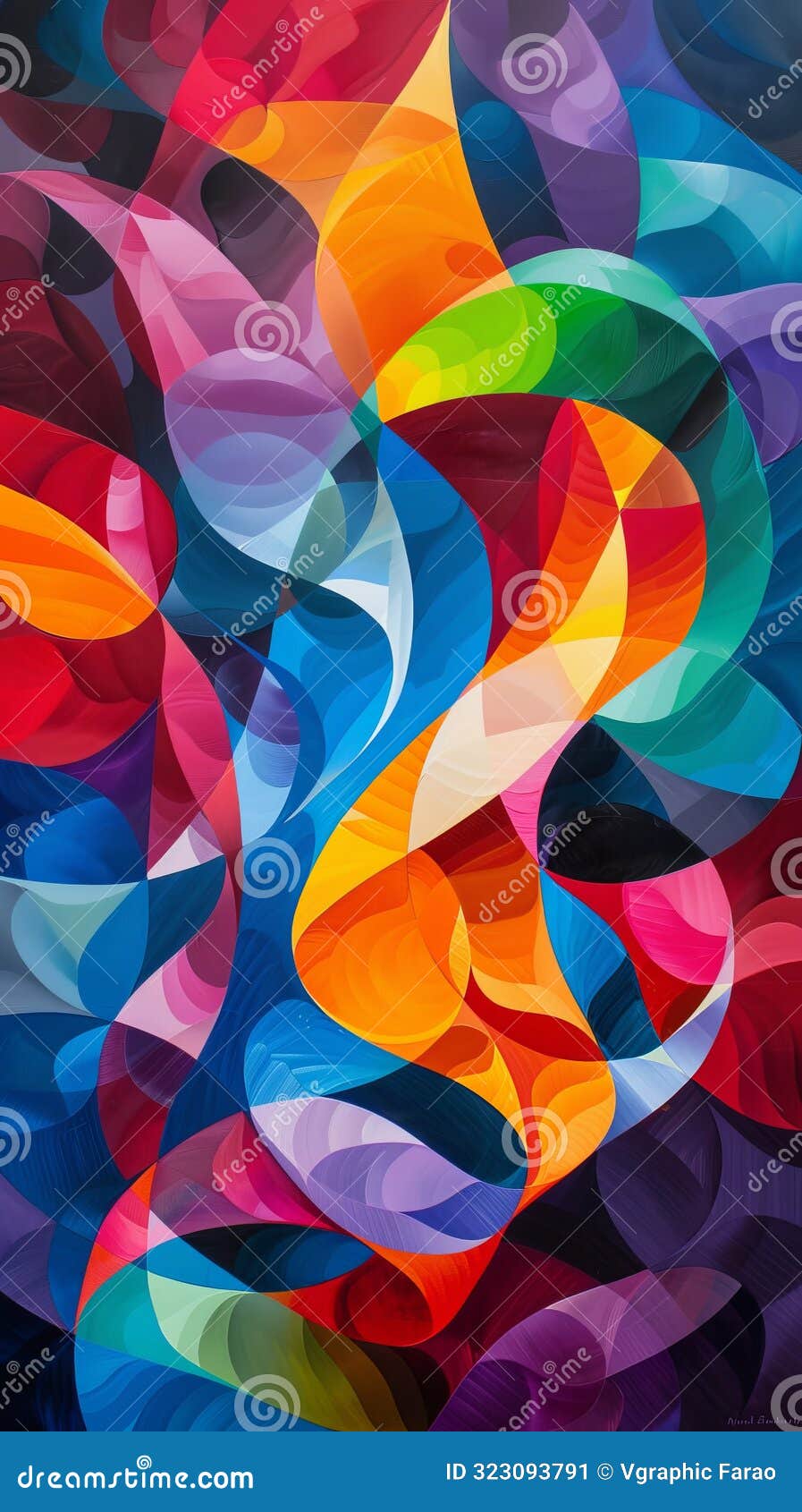 Abstract Colorful Wave Pattern with Overlapping Shapes and Vibrant Hues ...