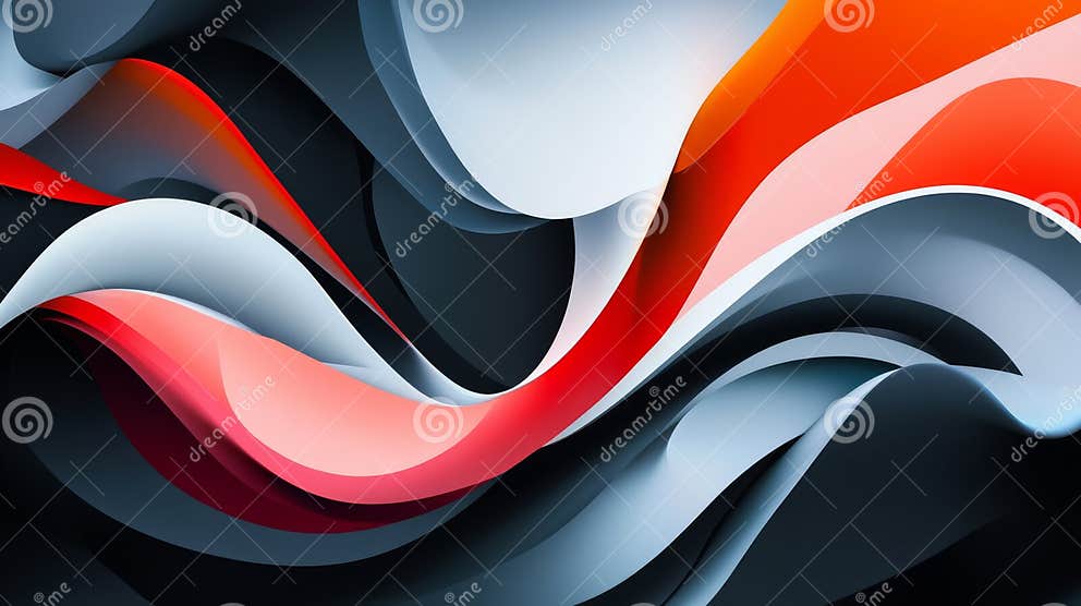 Abstract Colorful Wave Pattern with Red, Black, and White Curves Stock ...