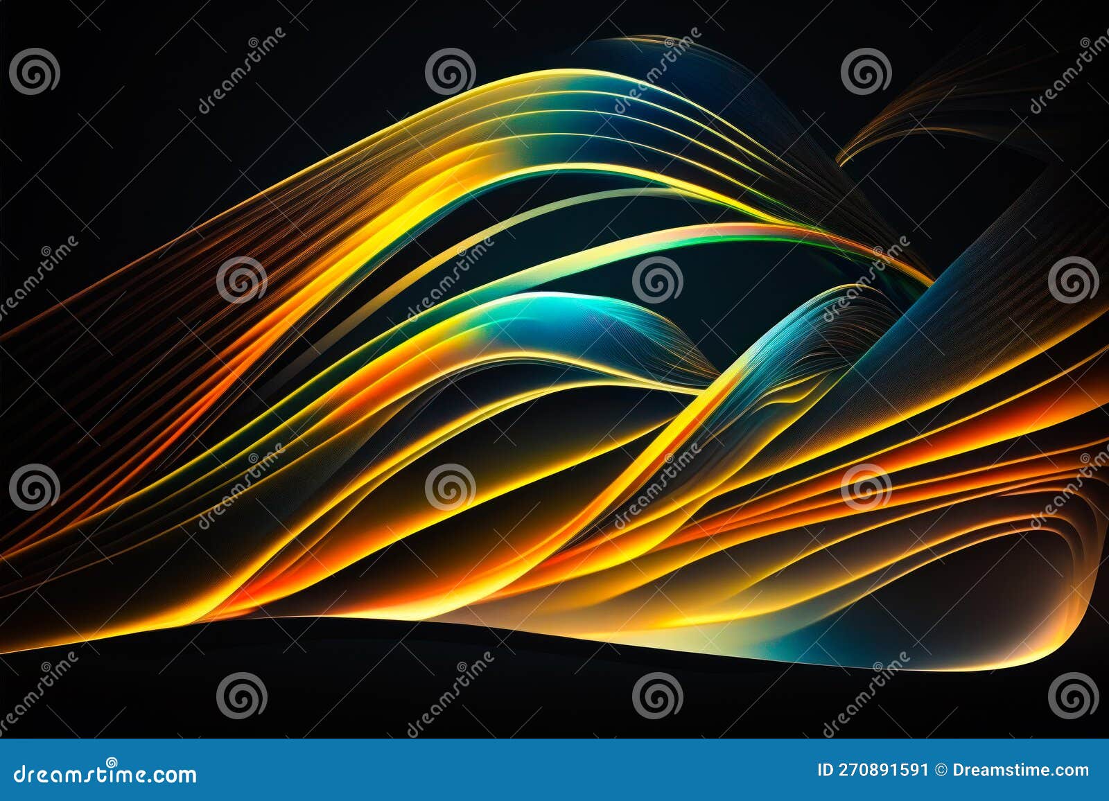 Abstract Colorful Waves On Black Background Generative Ai Stock