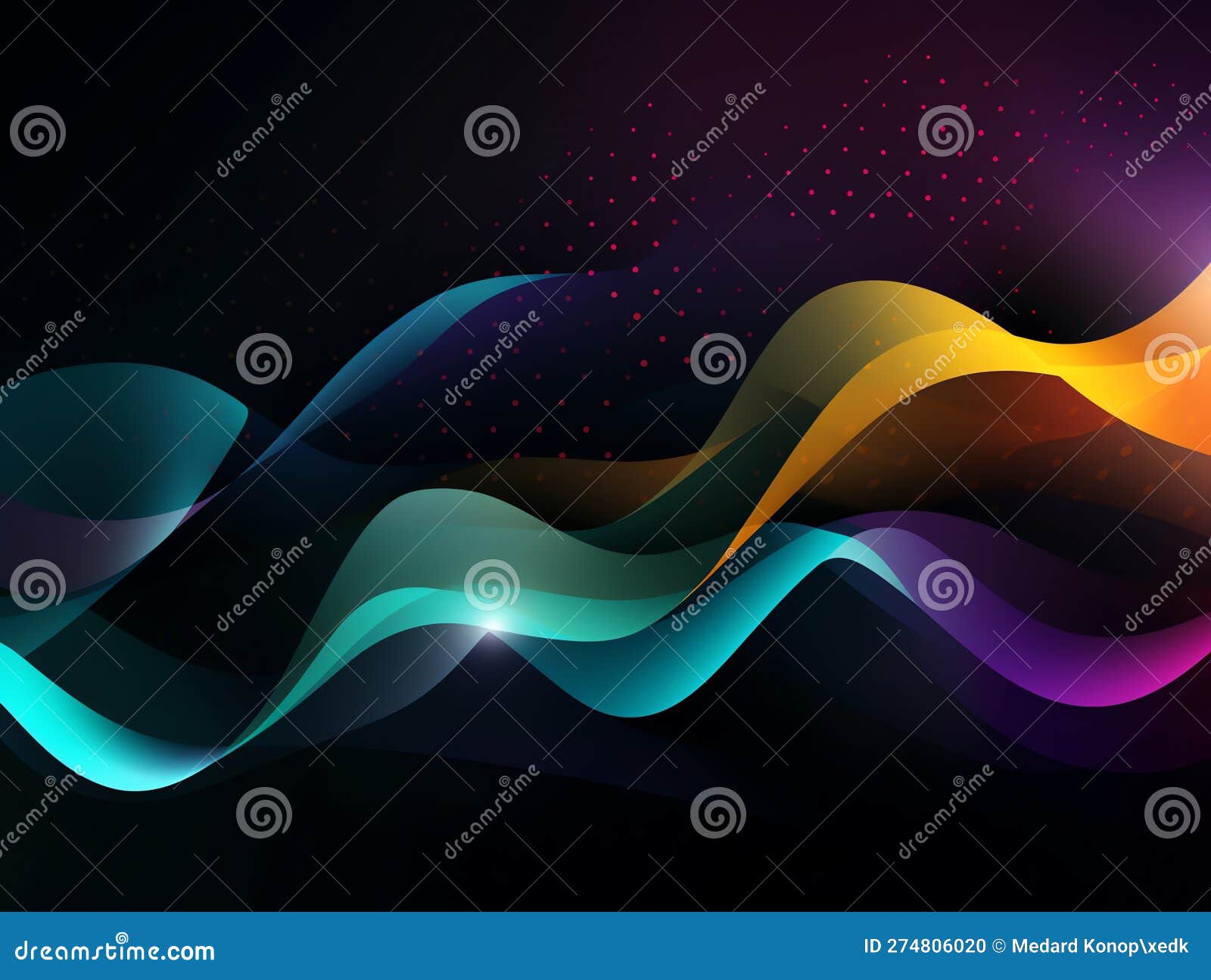 Abstract Colorful Waves On Black Background Made With Generative Ai