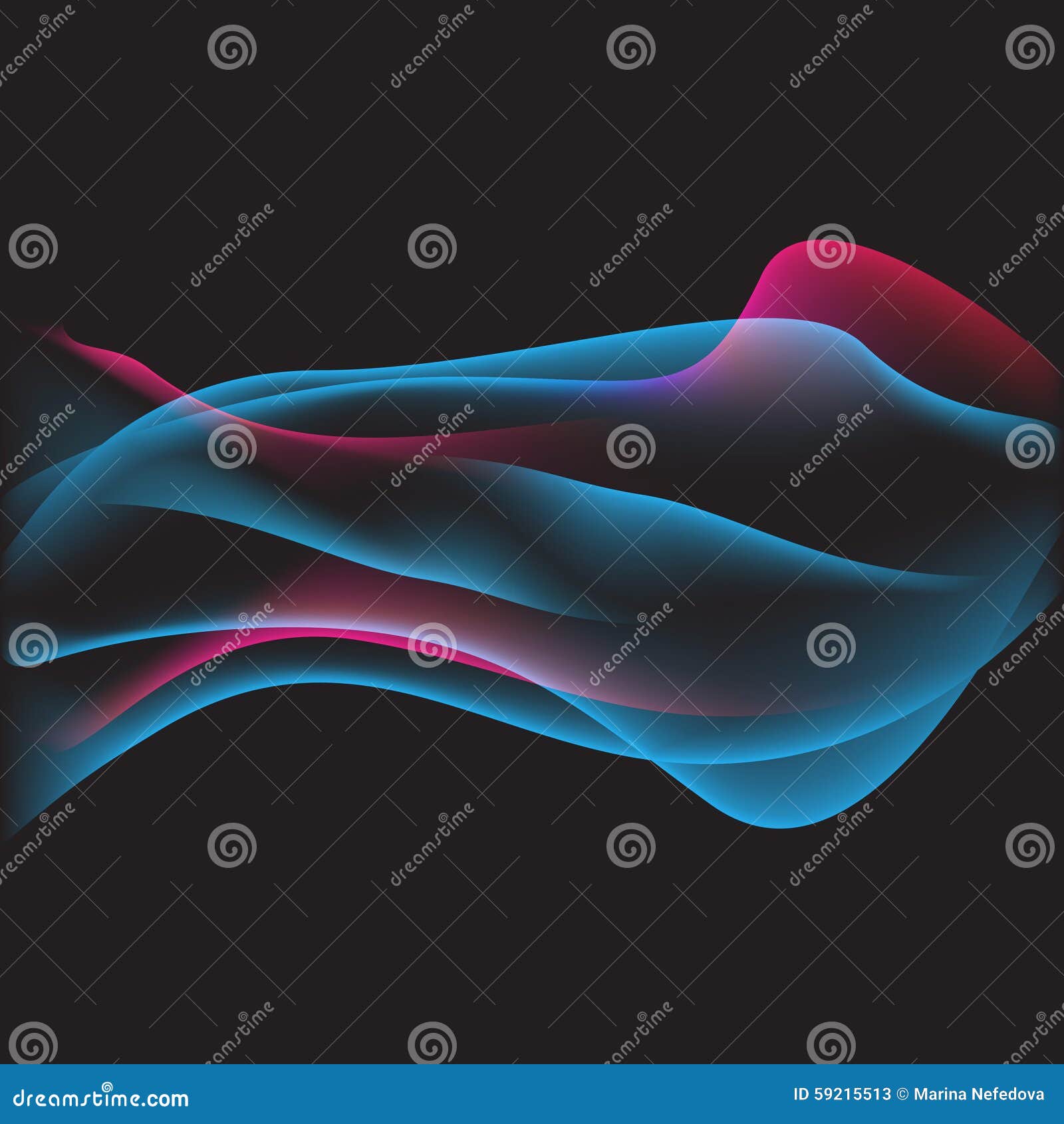Abstract Colorful Waves on Black Background. Stock Illustration ...