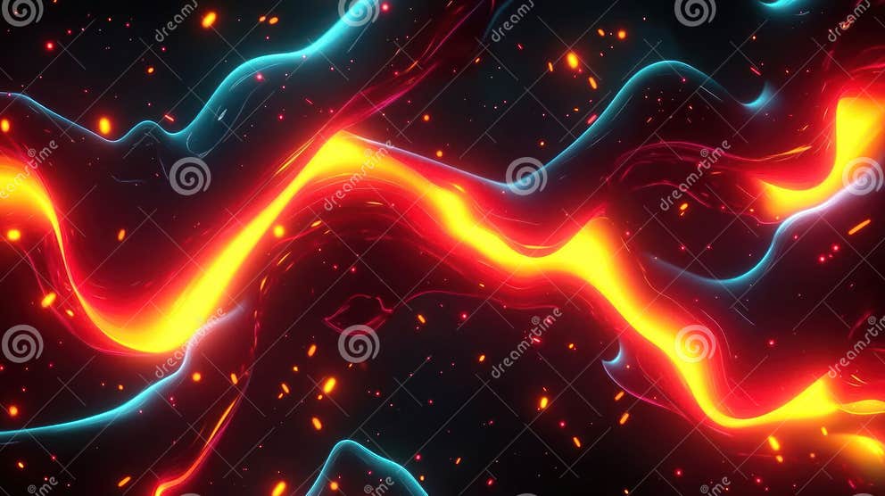 Abstract Colorful Waves with Glowing Effects and Particles Creating a ...
