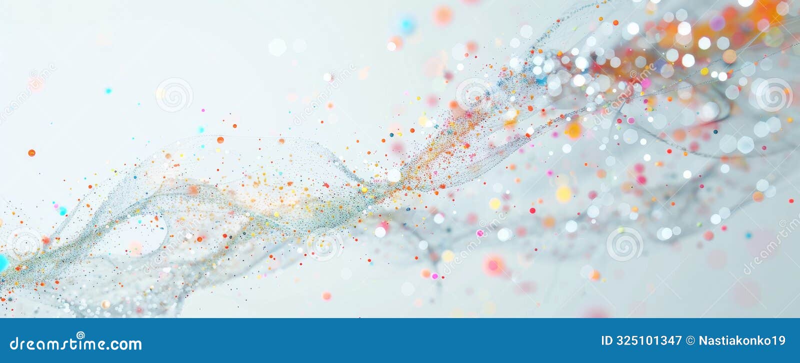 Abstract Colorful Waving Particles on White Background, Digital Art ...