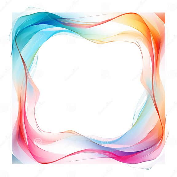 Abstract Colorful Wavy Frame on White Background Stock Illustration ...