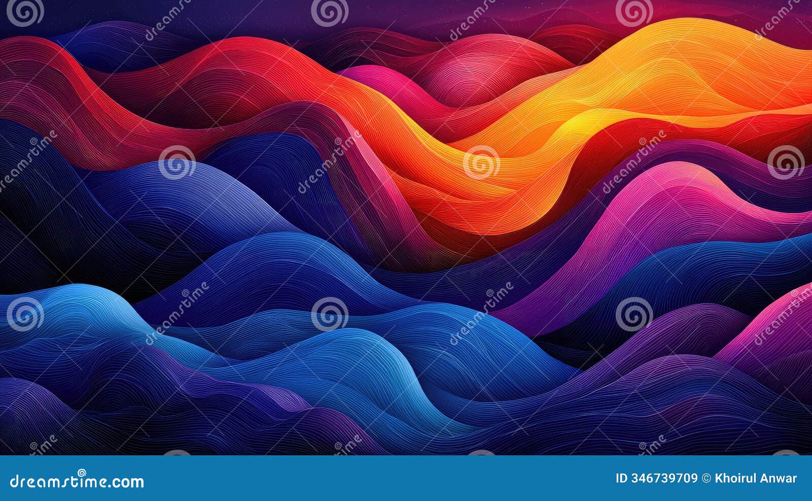 Abstract Colorful Wavy Landscape Background Digital Art Stock Image ...