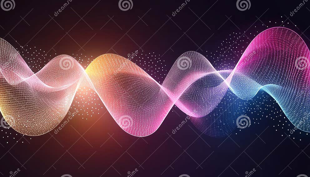 Abstract Colorful Wavy Lines, Digital Data Visualization, Smooth ...