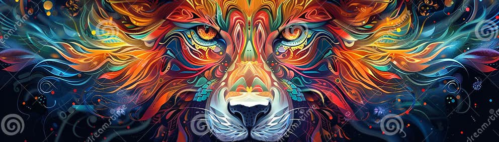 Abstract Colorful Wolf with Glowing Eyes Stock Illustration ...
