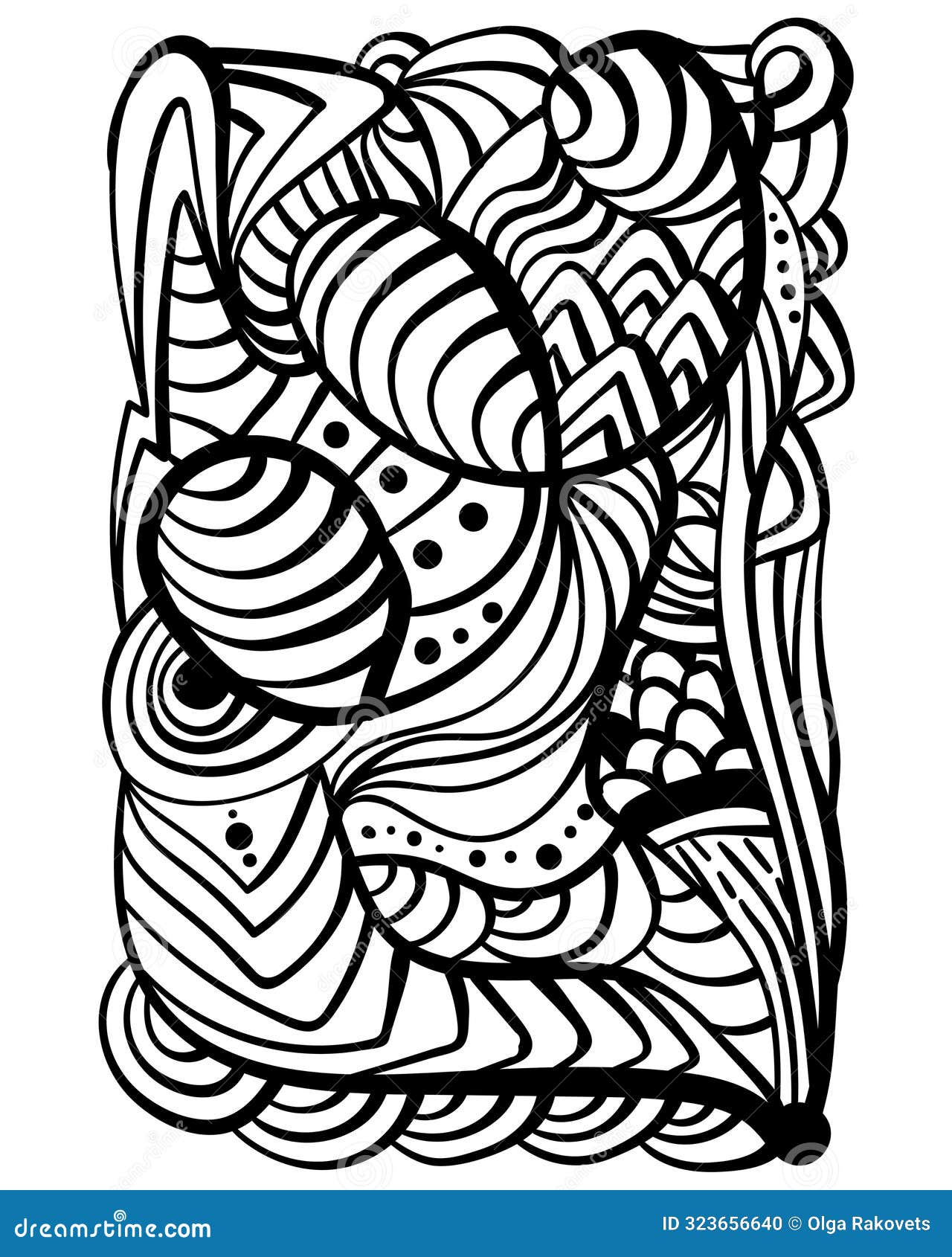 Abstract Coloring Page with Arc Patterns and Doodle Motifs, Patterned ...