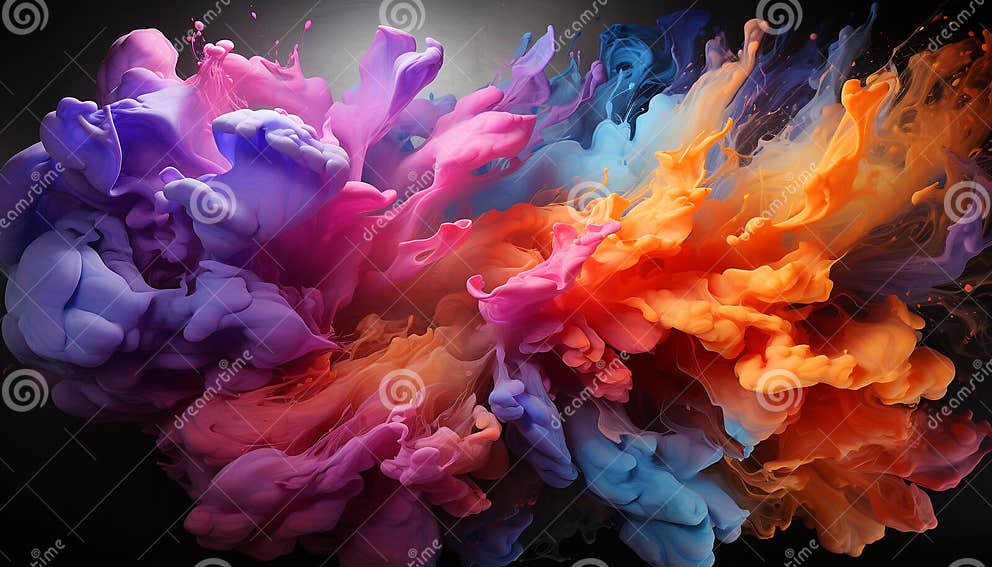 Abstract Colors Exploding in Vibrant Waves of Liquid Generated by AI ...