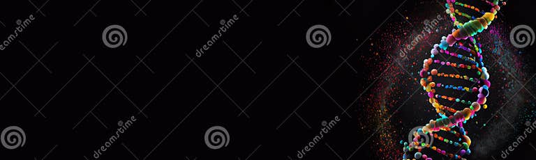 Abstract Colour Dna on a Black Background Created with Generative Ai ...