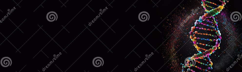Abstract Colour Dna on a Black Background Created with Generative Ai ...