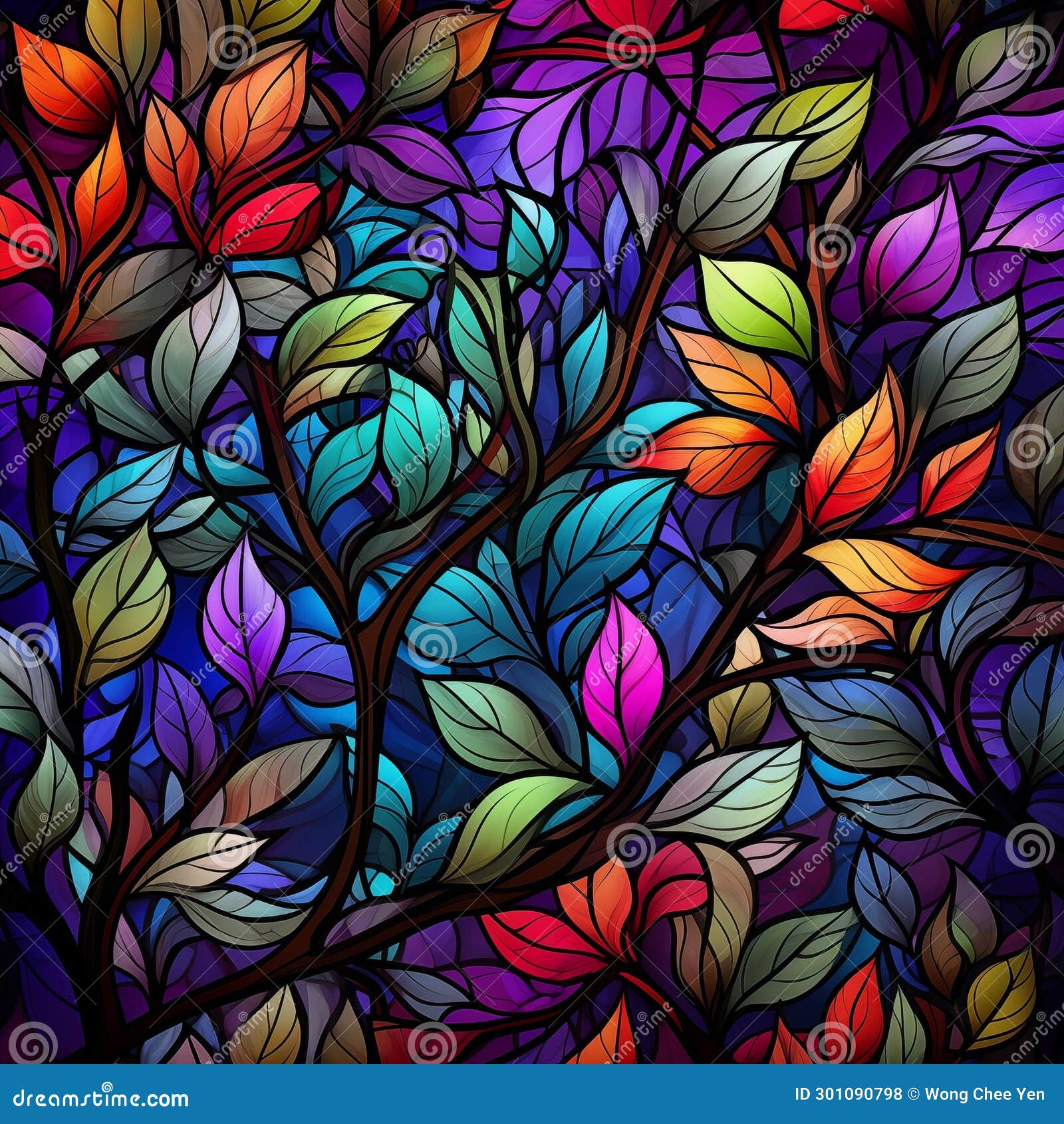 Abstract Colourful Branches Leaves Design Pattern Wallpaper Stock Photo ...