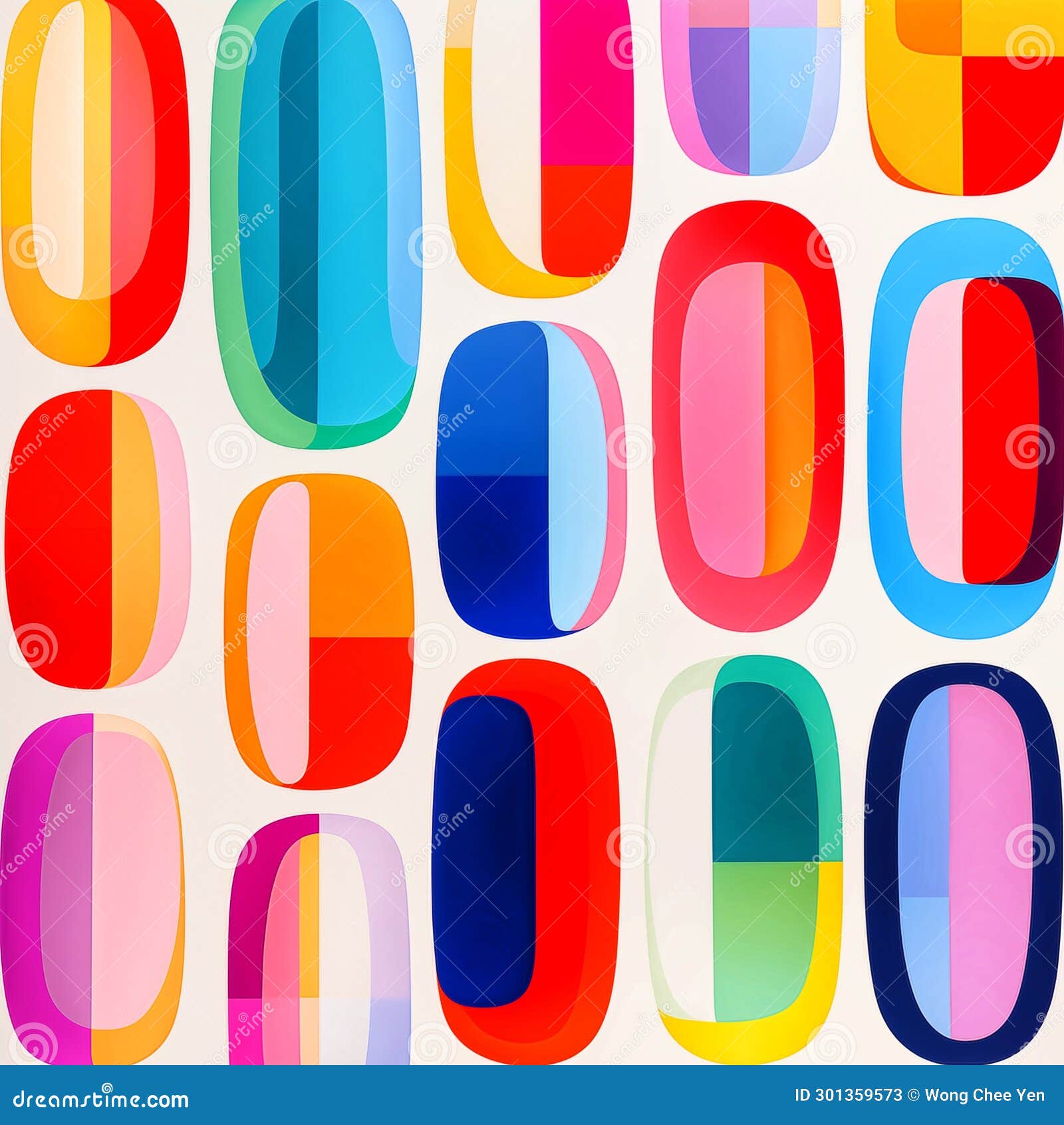 Abstract Colourful Oblong Shapes Design Pattern Graphic Illustration on ...