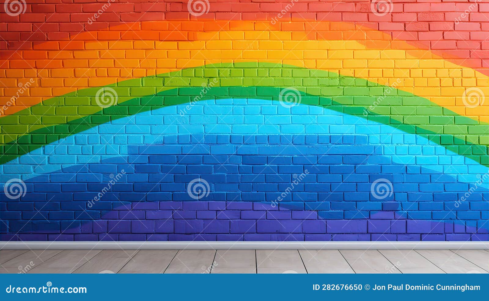 Abstract Colourful Painted Rainbow Arch Art Brick Wall Texture ...