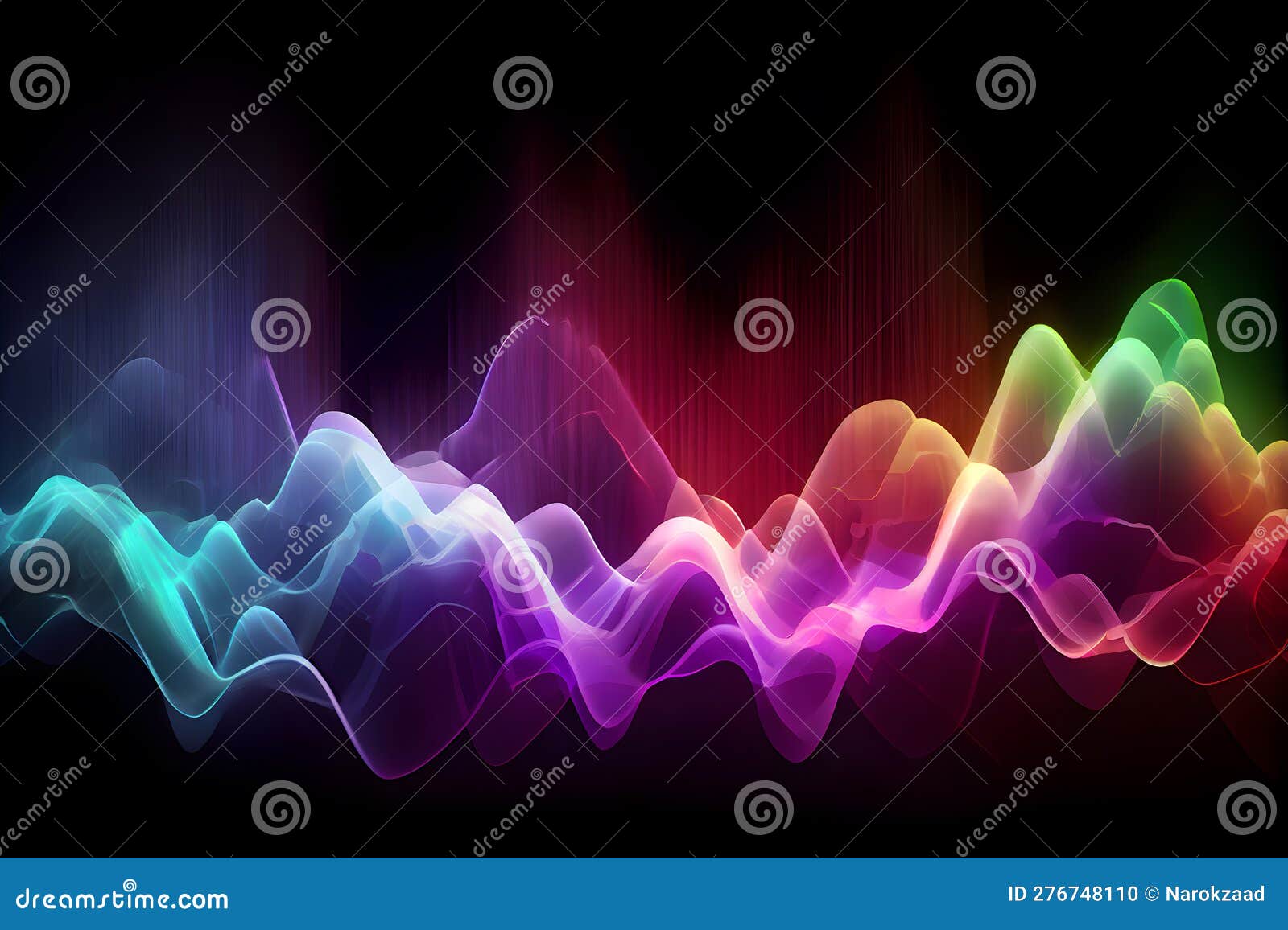 Abstract Colourful Sound Wave on Black Background. AI Generative Stock ...