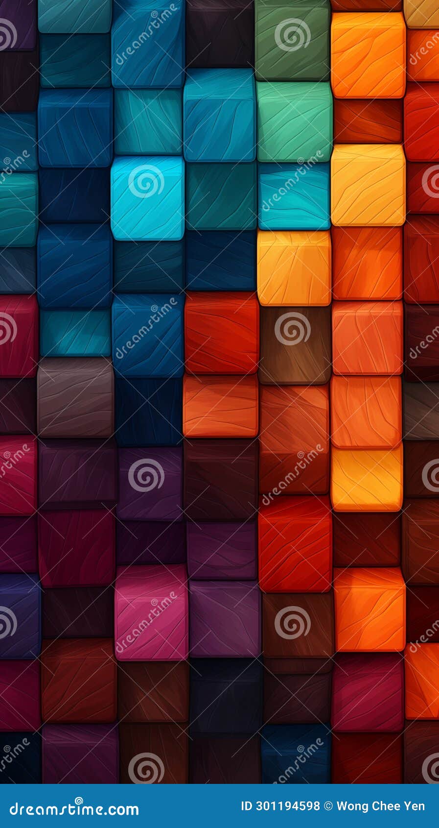 Abstract Colourful Wooden Cubic Blocks Design Pattern Wallpaper Stock ...
