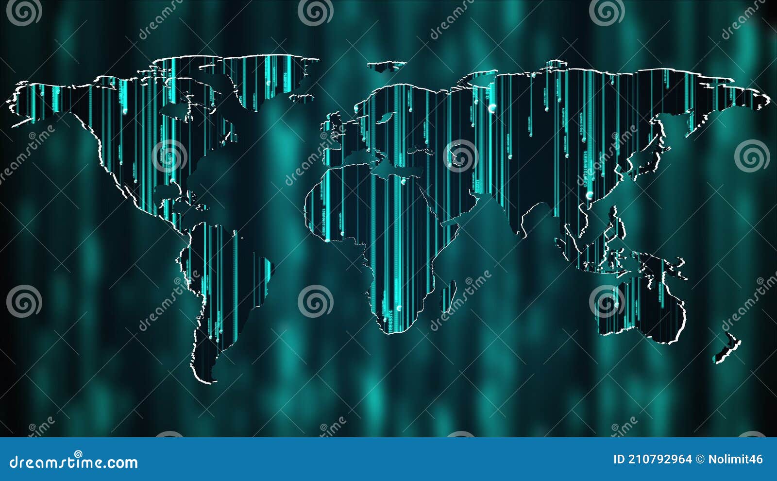 Abstract Combination of Technology Background and Geographic Map of the ...