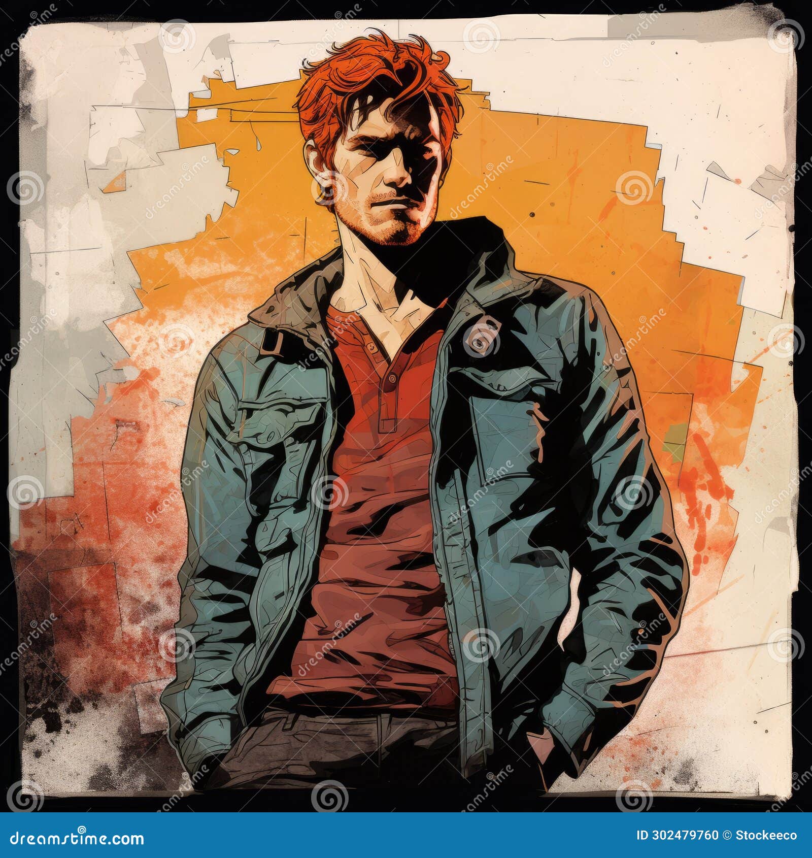 Abstract Comic Art Poster with Highly Detailed Illustrations Stock ...