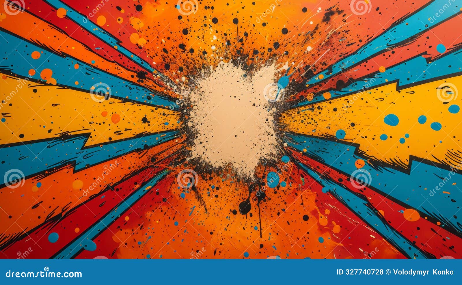 Abstract Comic Book Explosion with Bright Colors and Paint Splatter ...