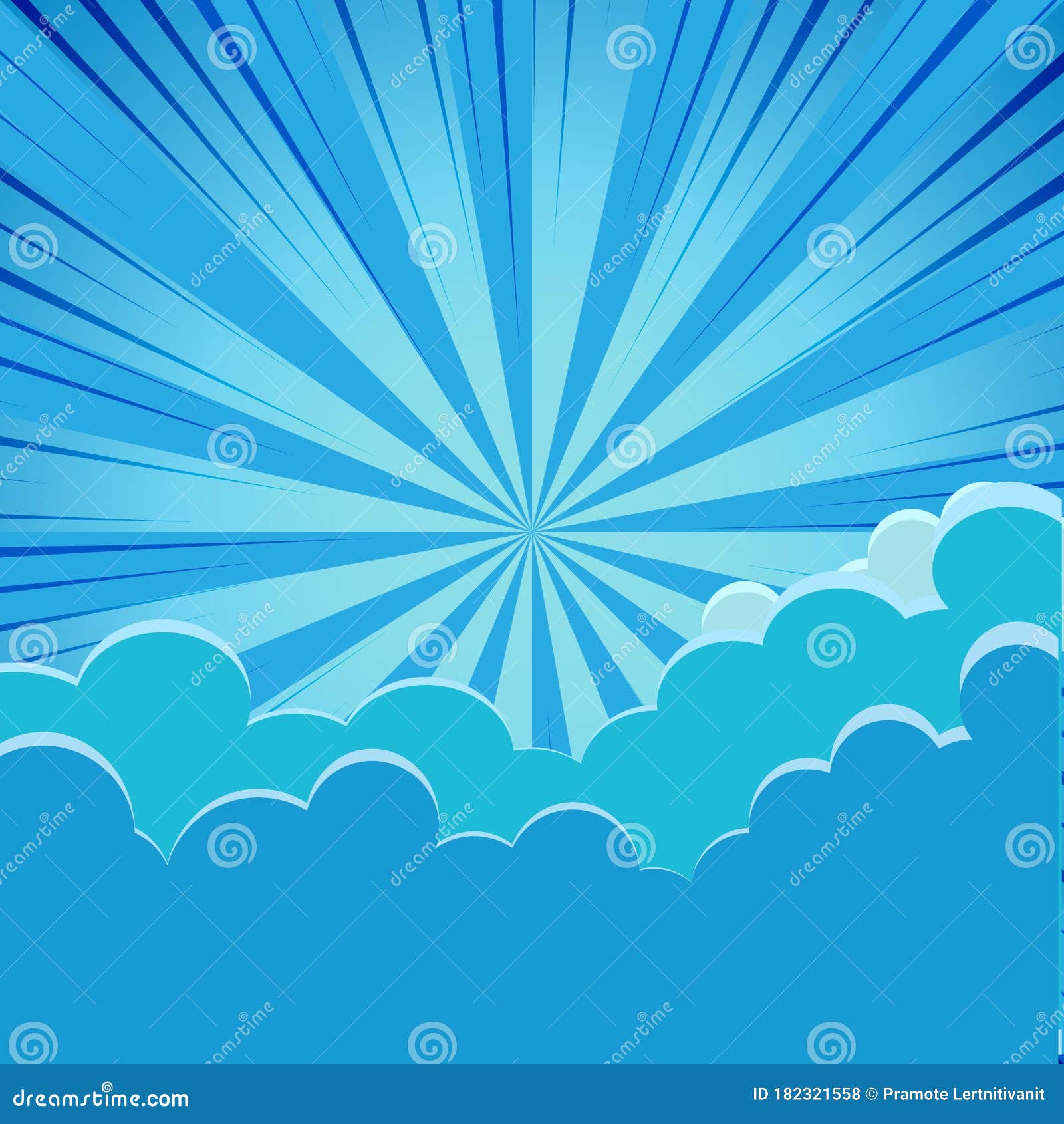 Abstract Comic Cartoon Cloud and Sunlight Background Stock Vector ...