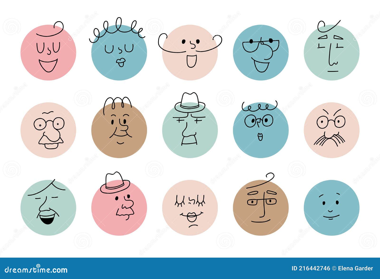 Abstract Comic Emotion Faces. Comic Caricature Funny Vector ...