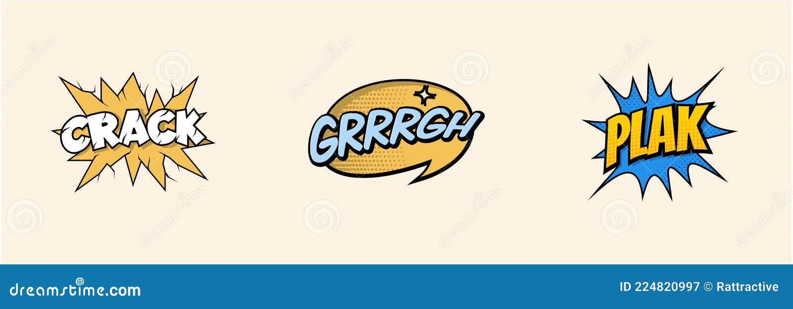 Abstract Comic Sound Effect Set Vector Illustration Stock Vector ...