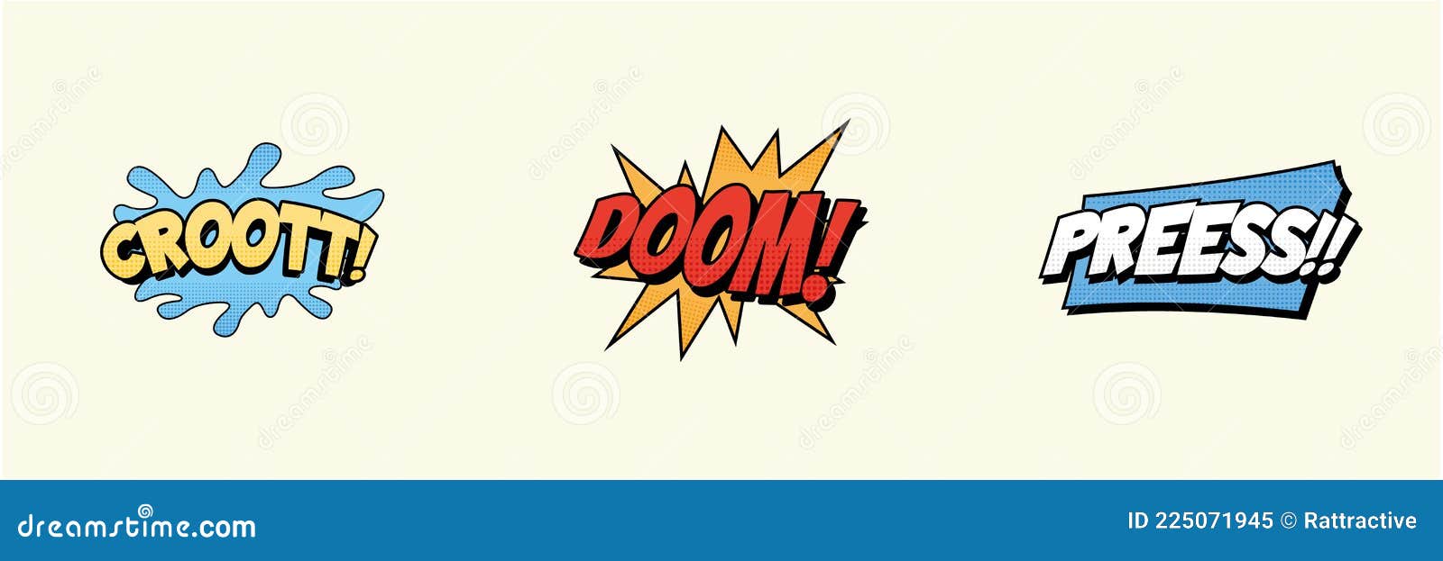 Abstract Comic Sound Effect Set Vector Illustration Stock Vector ...