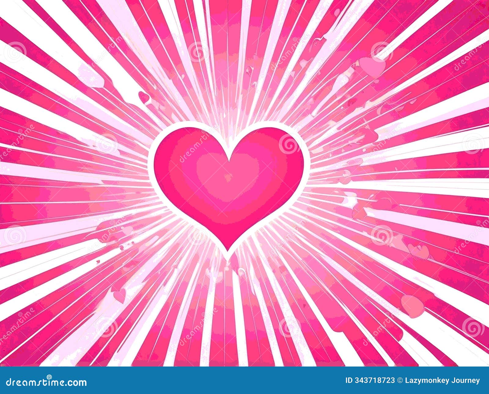 Abstract Comic Style Radially Spreading Heart Concentration Line Pink ...