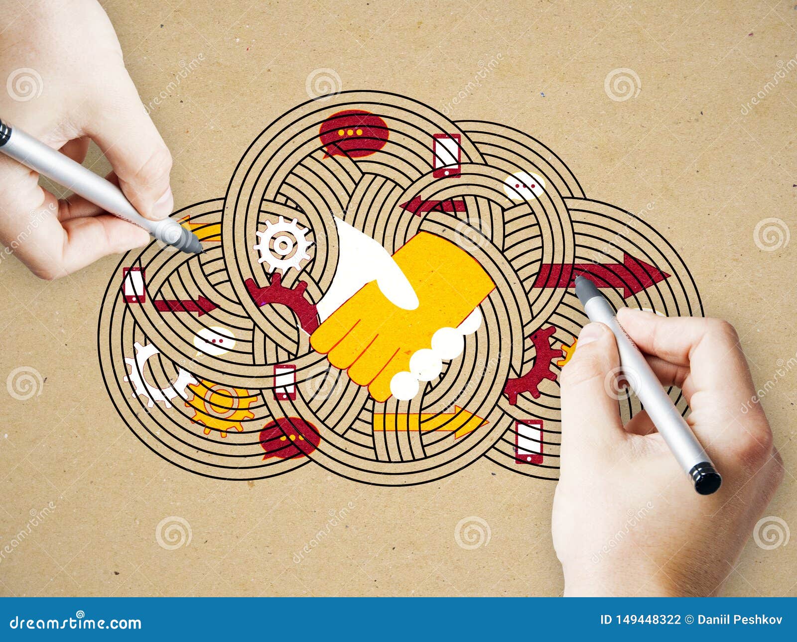 Abstract Communication Cloud Drawing Stock Photo - Image of brown ...