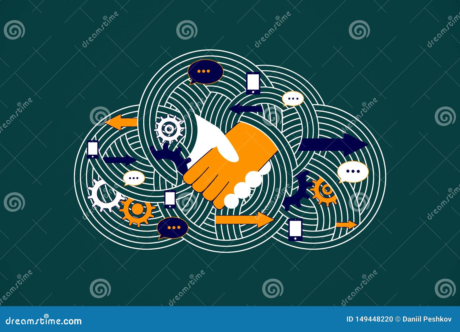 Abstract Communication Cloud Drawing Stock Illustration - Illustration ...