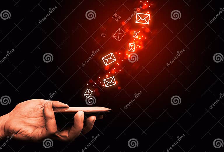 Abstract Communication Composition. Flying Messages. Stock Image ...