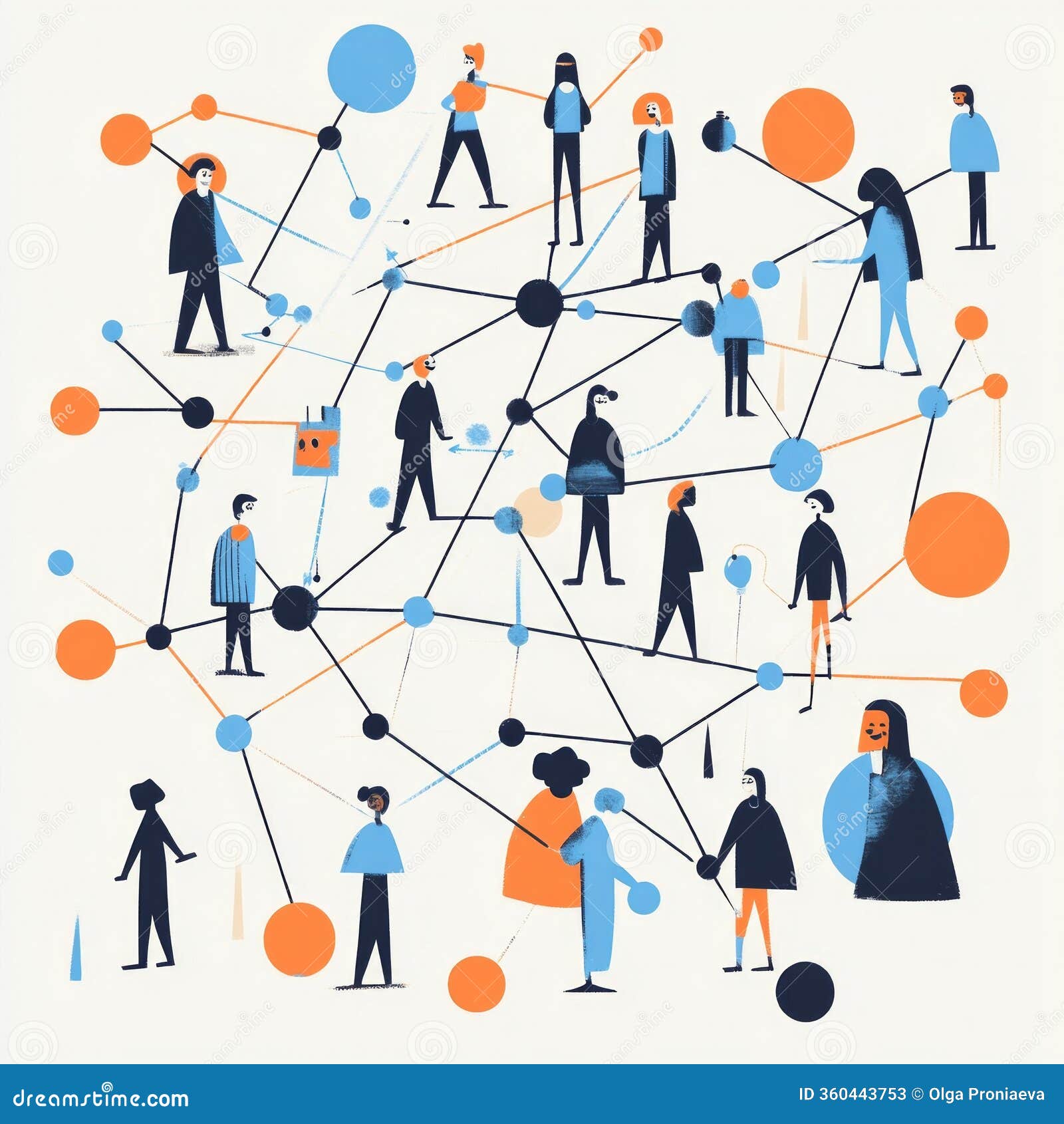 Abstract Community Network with Diverse Figures and Connected Nodes ...